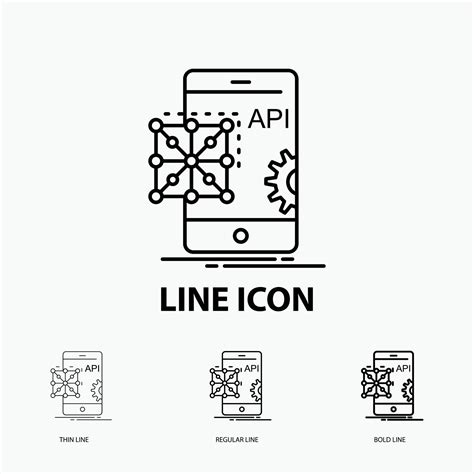 Api Application Coding Development Mobile Icon In Thin Regular And Bold Line Style Vector