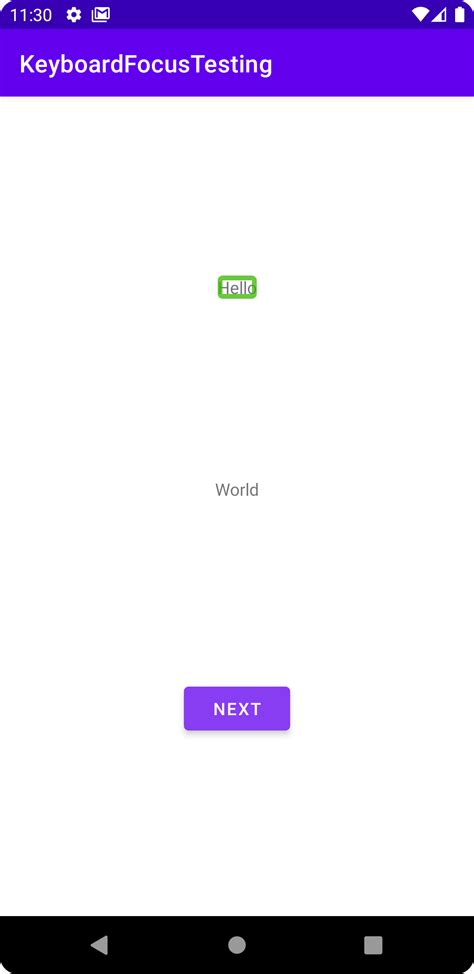 navigation default focus on interactive element in android with