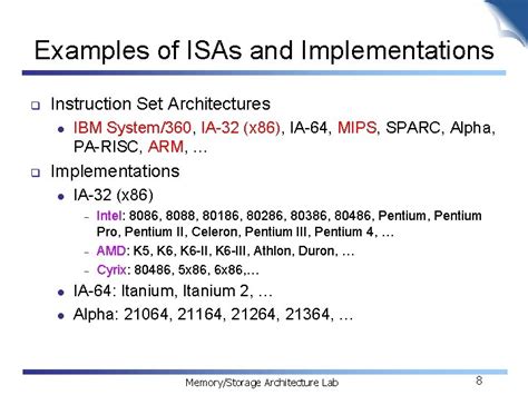 Computer Architecture Mips Instruction Set Architecture Memorystorage Architecture