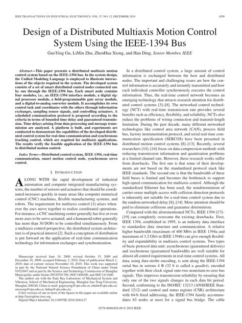 pdf design of a distributed multiaxis motion control system using the