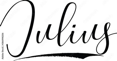 Julius Male Name Cursive Calligraphy On White Background Stock Vector