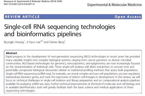 [Experimental & molecular medicine]Single-cell RNA sequencing technologies and bioinformatics ...