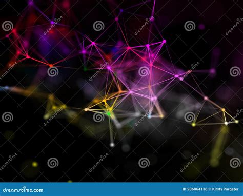 3d Multi Coloured Network Communications Background With Plexus Design Stock Illustration
