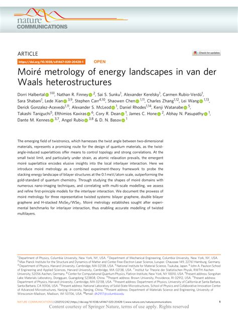 Pdf Moiré Metrology Of Energy Landscapes In Van Der Waals