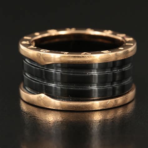 Bulgari Bvlgari Bzero1 18k Rose Gold And Black Ceramic Four Band