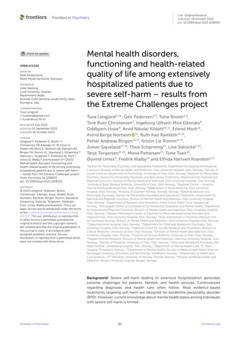 Pdf Mental Health Disorders Functioning And Health Related Quality Of Life Among Extensively