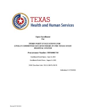 CIVILLY COMMITTED SEX OFFENDERS IN THE TEXAS STATE HOSPITAL SYSTEM Doc Template PdfFiller