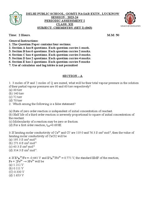 Qp Pa1 Chemistry Set 1docx Pdf Applied And Interdisciplinary Physics Physical Quantities