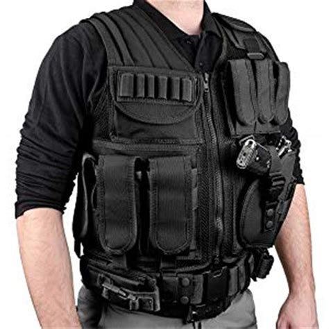 Military Tactical Vest With Gun Holster Molle Police Gear Combat Plate