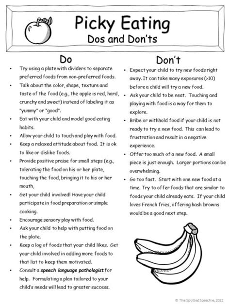 Picky Eating Handout Feeding Therapyspeech Therapy By The Spotted