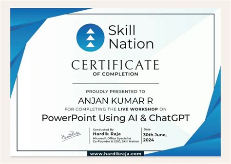 I Am Happy To Share That I Have Completed A Live Workshop On Powerpoint