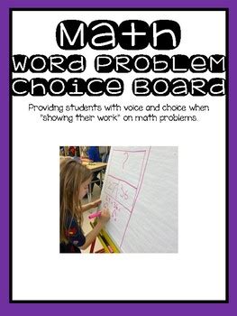 Math Problem Solving Choice Board By Student Sized TPT