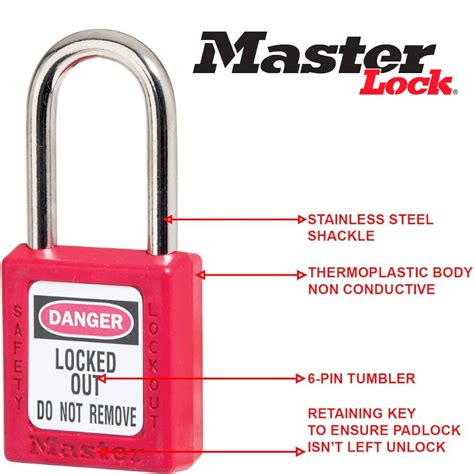 Master Lock 410 Zenex Thermoplastic Safety Padlock Keyed Different
