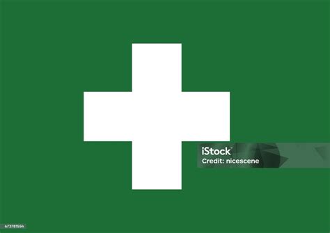 산업 보건 녹색 배경에 백색 십자가 일본 문화 국기의 벡터입니다 벡터 일러스트 레이 션 깃발 디자인입니다 0명에 대한 스톡 벡터 아트 및 기타 이미지 Istock