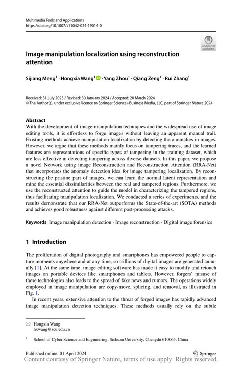 image manipulation localization using reconstruction attention