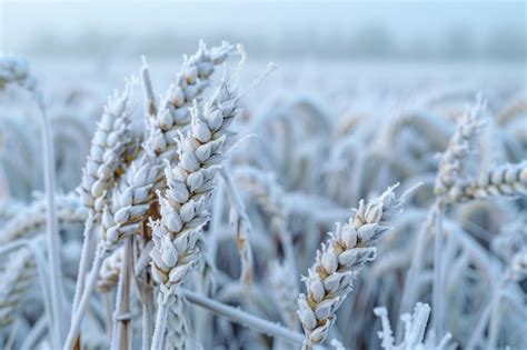 Winter Wheat Field With Frost On Wheat Sprouts Premium Ai Generated Image