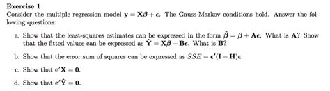 Solved Exercise 1 Consider The Multiple Regression Model Y