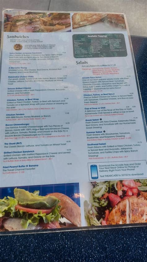 Menu At The Arcade Restaurant Memphis