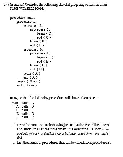 solved 24 2 marks consider the following skeletal