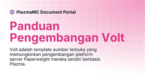 Panduan Pengembangan Volt PlazmaMC Document Portal