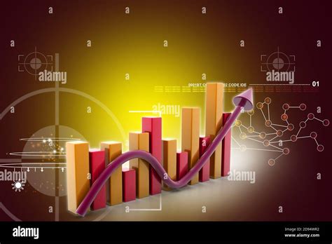 Digital Illustration Of Business Graph With Arrow Showing Growth And Profit Stock Photo Alamy