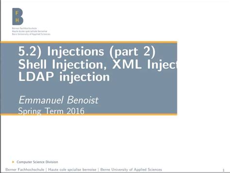 Ppt 52 Injections Part 2 Shell Injection Xml Injection Ldap Powerpoint Presentation
