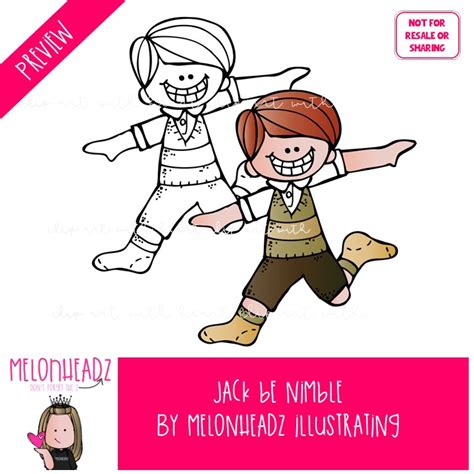 Jack Be Nimble Clip Art Nursery Rhyme Literature Mini Melonheadz