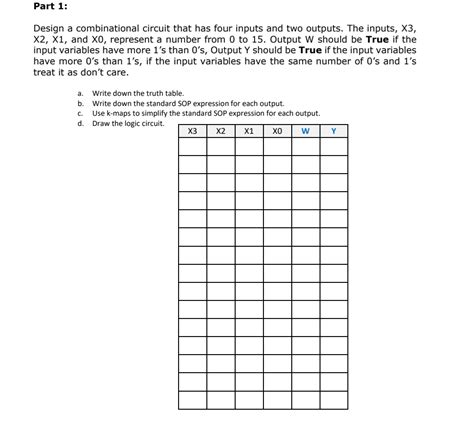 Solved Part 1 Design A Combinational Circuit That Has Four