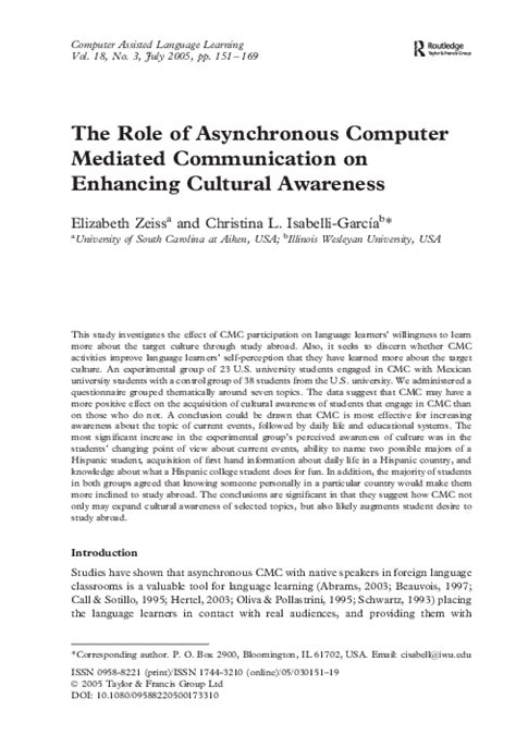 Pdf The Role Of Asynchronous Computer Mediated Communication On