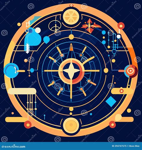 Navigation Map With Compass Vector Illustration In Flat Cartoon Style Stock Vector
