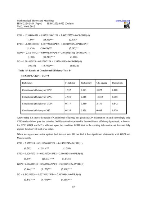 Application Of Consistency And Efficiency Test For Forecasts Pdf