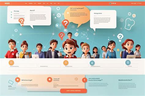 Premium AI Image Web Help And Support Template With Question Marks