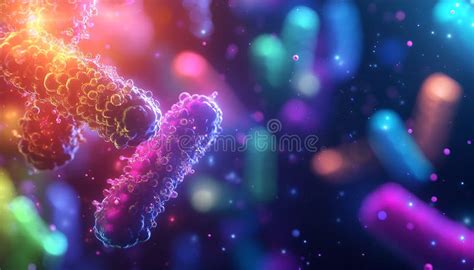 Microscopic View Of Diverse Microorganisms And Abstract Cellular Structures Under High Powered