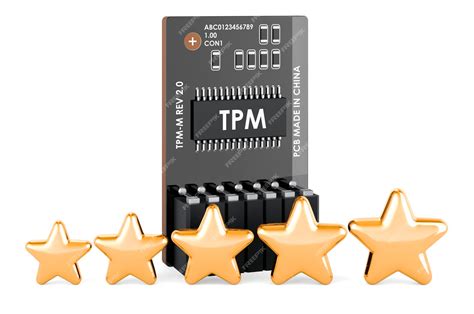 Premium Photo Trusted Platform Module Tpm With Five Golden Stars 3d Rendering Isolated On