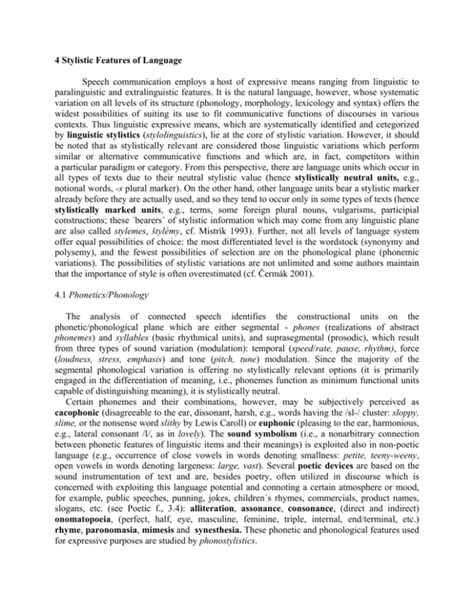 4 Stylistic Features Of Language