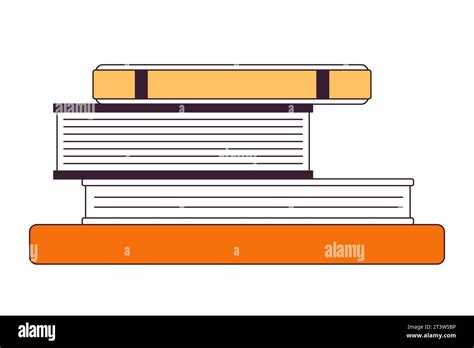 Stacked Books Textbooks 2d Linear Cartoon Object Stock Vector Image