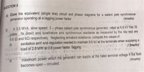 Question 5 A Draw The Equivalent Single Line Circuit And Phasor