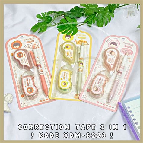 Jual Set 3 In 1 Tipe X Correction Pen Tipex Tip Ex Glue Tape Tipe X Lem Pita Penghapus