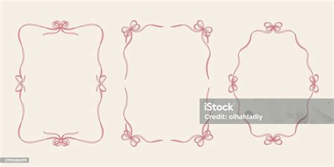 Vintage Bows And Ribbons A4 Frames In Cute Elegant Coquette Style Hand