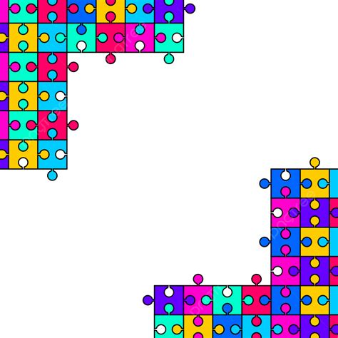 Puzzle Design Vector Hd Images Colorful Puzzle Border Frame Design Vector With Transparent