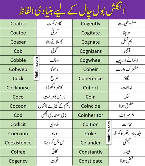 88 Basic Vocabulary Words In Urdu And English Pdf Muftilm