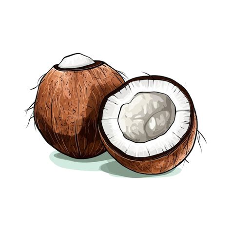 Fondo Blanco Aislado De Coco Dibujado A Mano Vector Premium