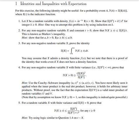 Solved 1 ﻿identities And Inequalities With Expectationfor