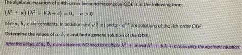 Solved The Algebraic Equation Of A 4th Order Linear
