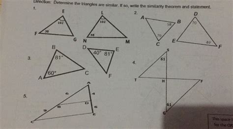 solved direction determine the triangles are similar if so write