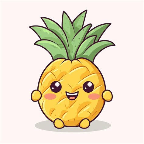 Premium Vector Cute Pineapple Kawaii Character Icon Vector Cartoon