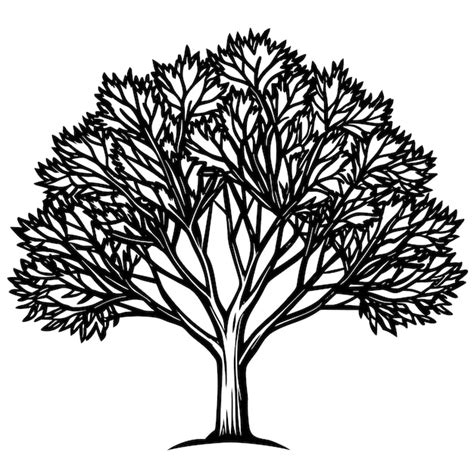 Simple Tree Line Drawing Minimal Sketch In Side View Premium AI Generated Vector