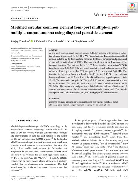 Pdf Modified Circular Common Element Four Port Multiple Input