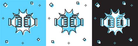 권투 글러브 아이콘에 펀치 설정 파란색과 흰색 검은 색 배경에 고립되어 있습니다 권투 글러브가 폭발적으로 함께 치고 있습니다 벡터 건강한 생활방식에 대한 스톡 벡터 아트 및