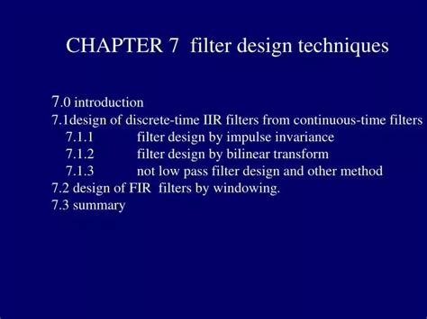 PPT CHAPTER Filter Design Techniques PowerPoint Presentation Free Download ID